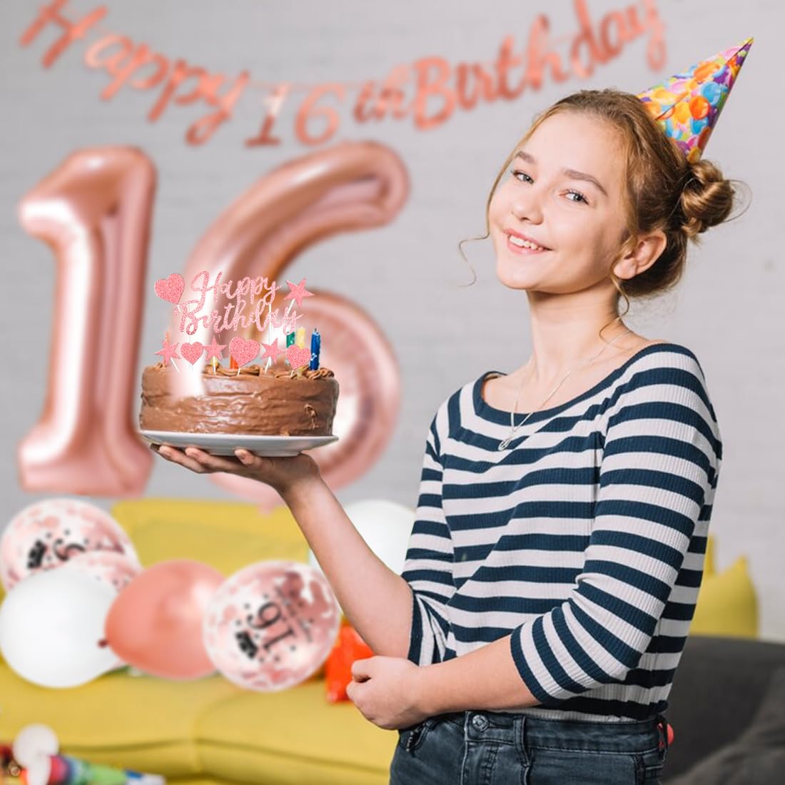 Luftballon 16. Geburtstag Roségold, Geburtstagsdeko 16 Jahr, Ballon 16 ...