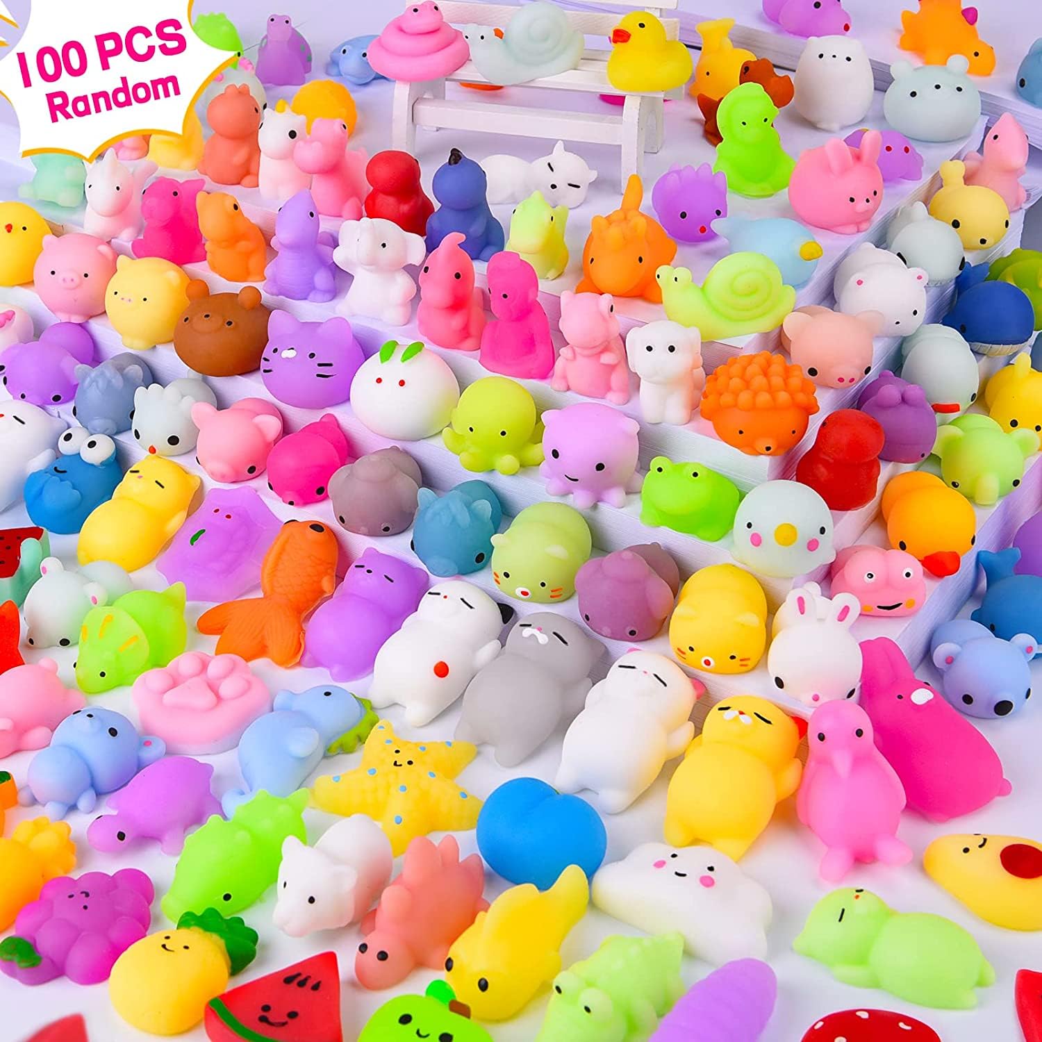 Squishy Kawaii Set 100 Stück Mini Mochi Squishy, Squishy Mochi,Fidget ...
