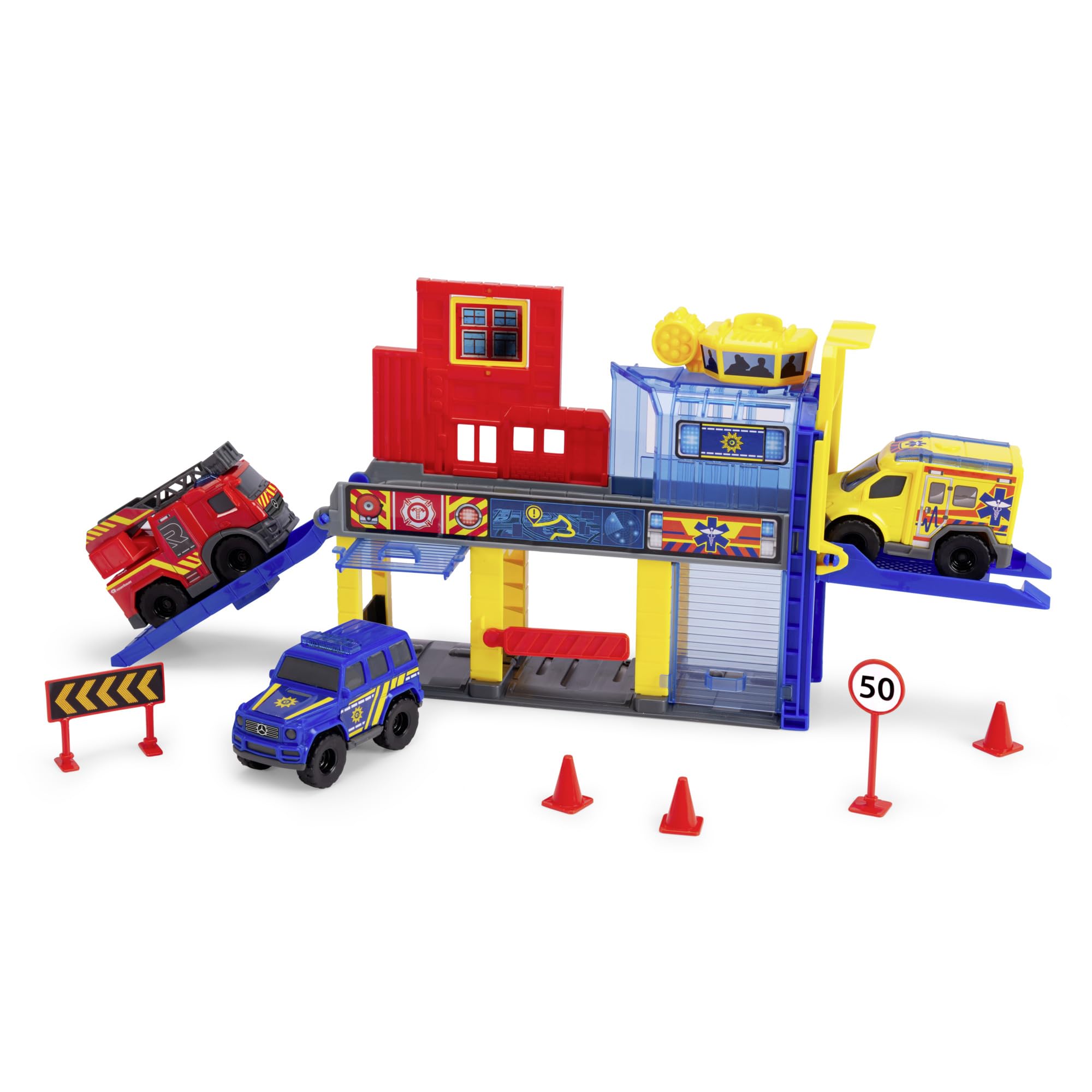 Dickie Toys - Micro SOS Auto-Station - Rettungsstation mit 3 Mercedes ...