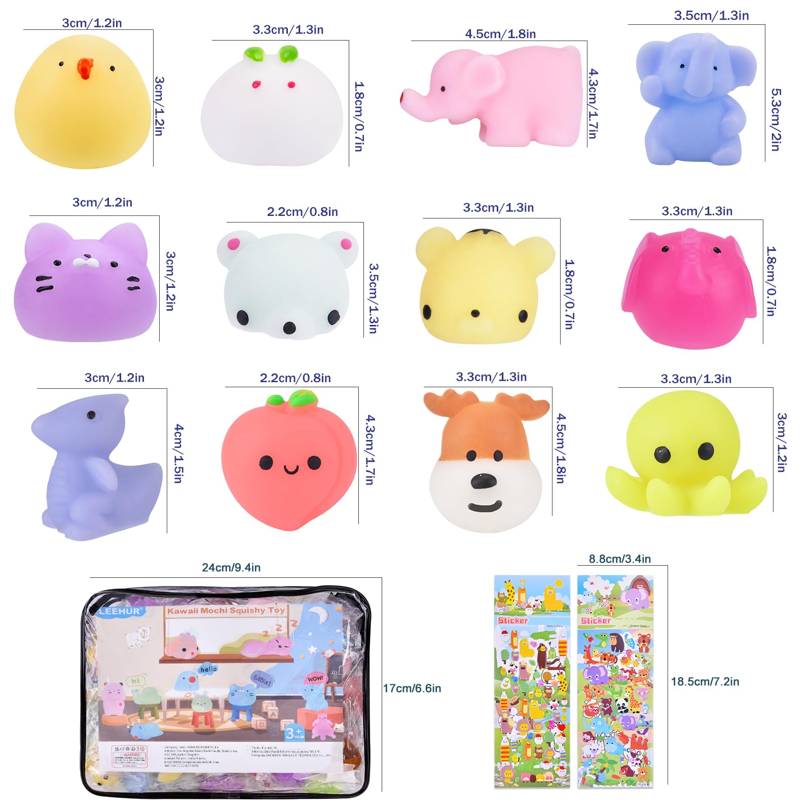 Squishy Kawaii Set 100 Stück Mini Mochi Squishy, Squishy Mochi,Fidget ...