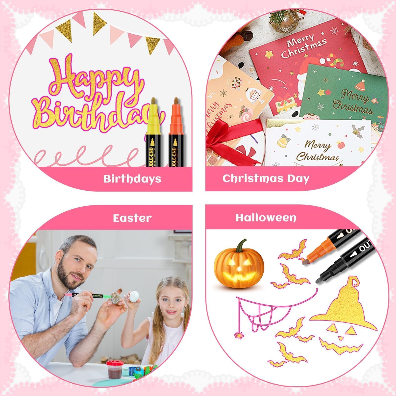 Mennitr Adventskalender Füllung, 8 Glitzerstifte Magische Doppelspitze ...