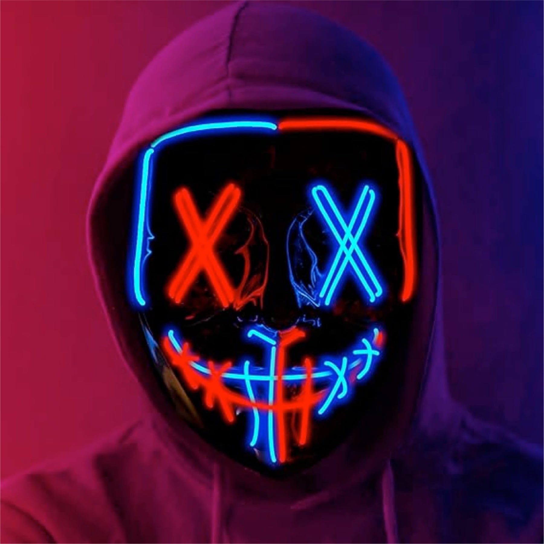 LED Purge Maske - Kostümmaske steuerbar für Halloween, Fasching & Karn ...