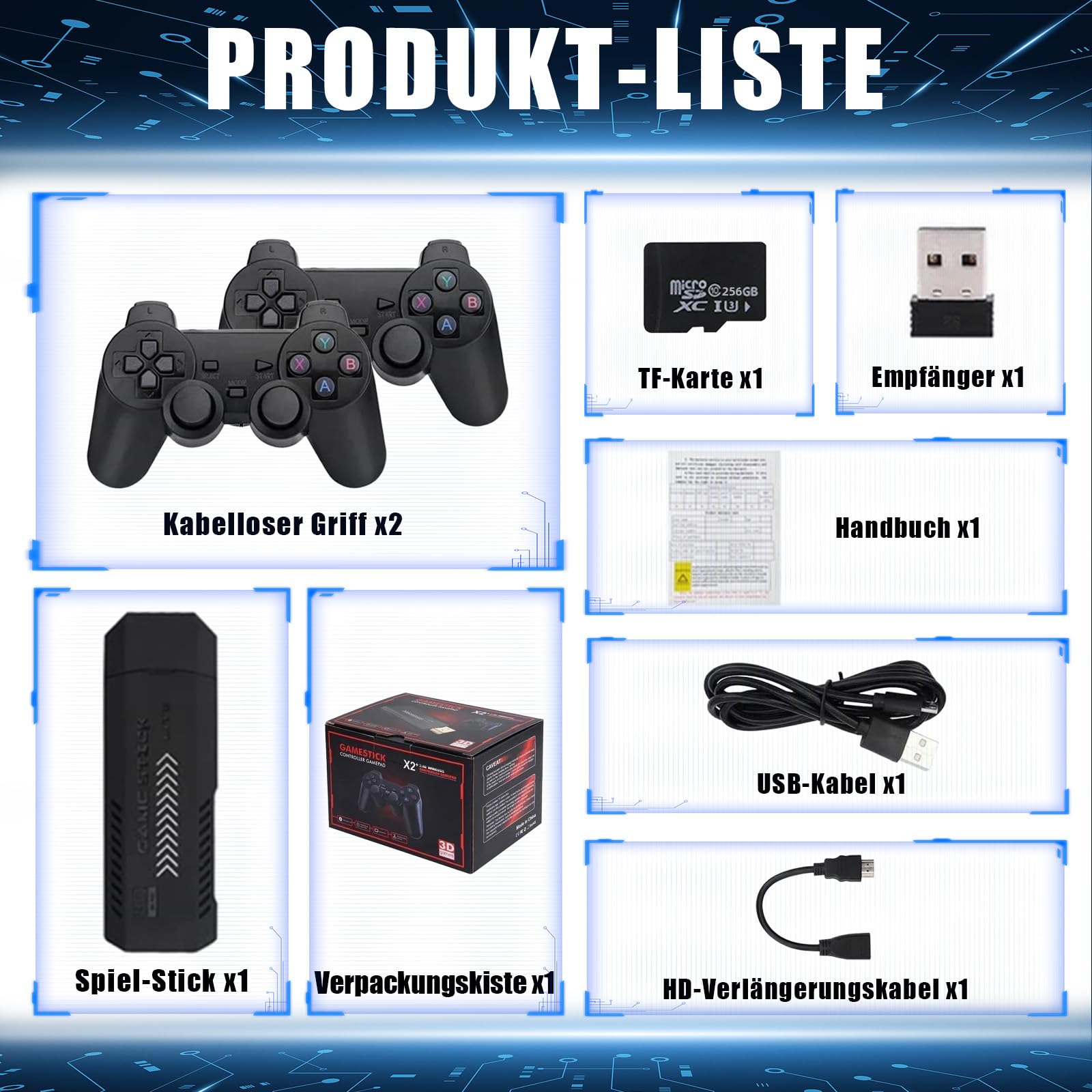 X2 Plus Retro Emulator Konsole 4K, Game Stick mit 256G Speicherplatz 6 ...
