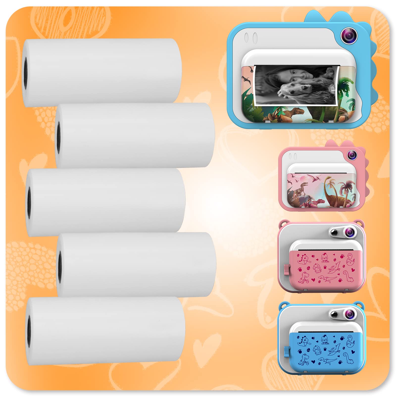 Ushining 5 Rollen Druckpapier für Kinderkamera, Sofortdruck Thermopapi ...