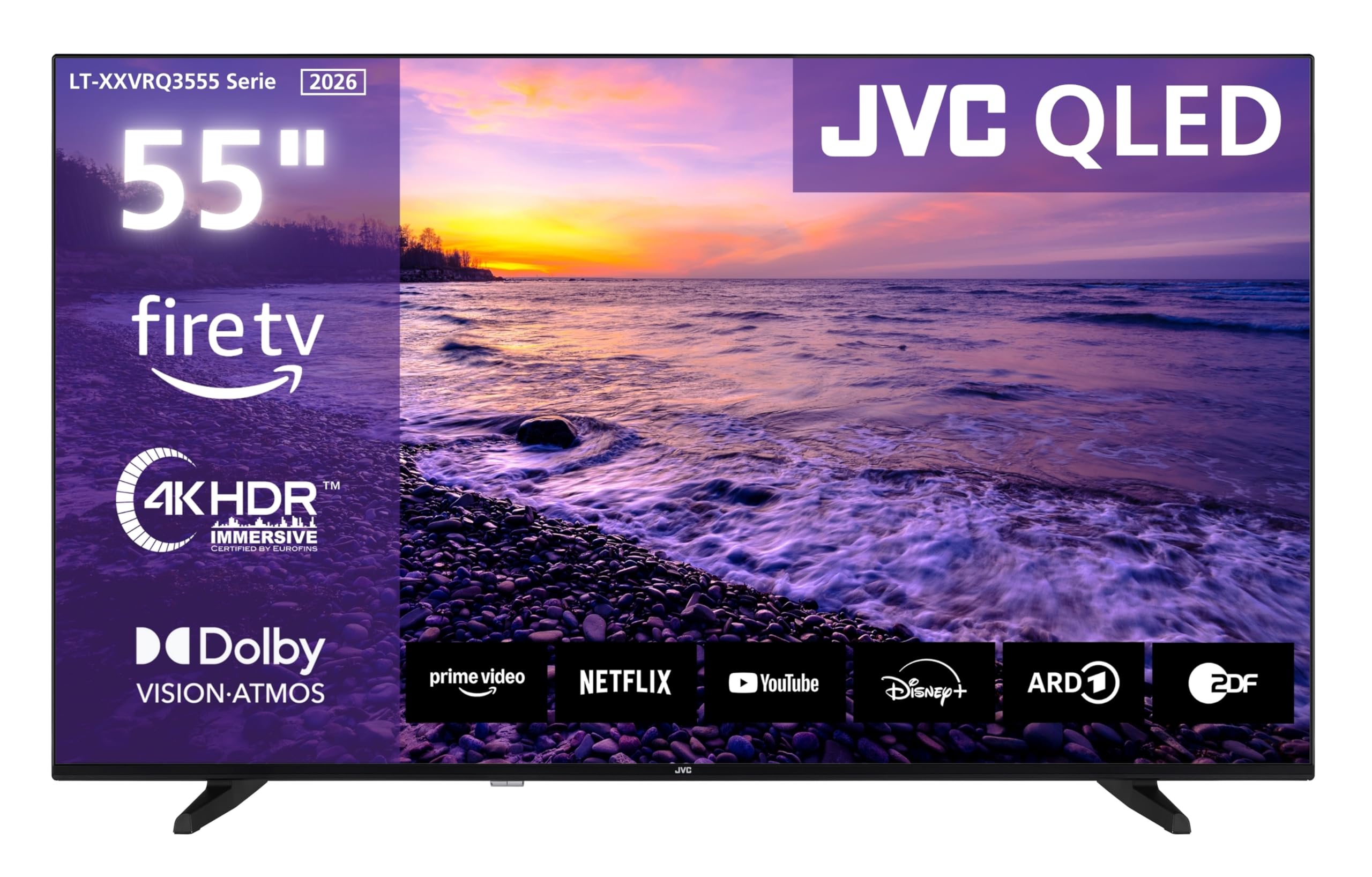 JVC Fernseher 55 Zoll Fire TV 4K QLED Smart TV mit Dolby Vision HDR, D ...