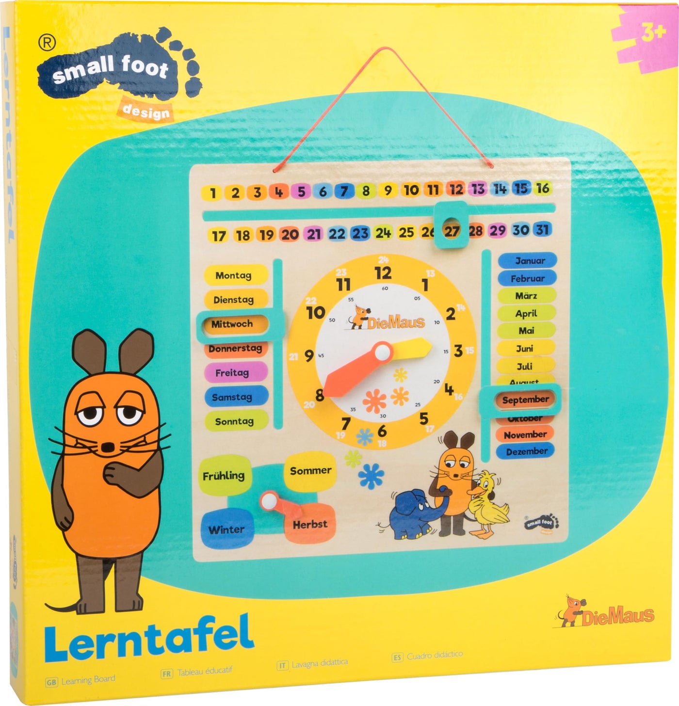 small foot Die Maus Lernuhr mit Kalender aus Holz, erklärt Datum, Jahr ...