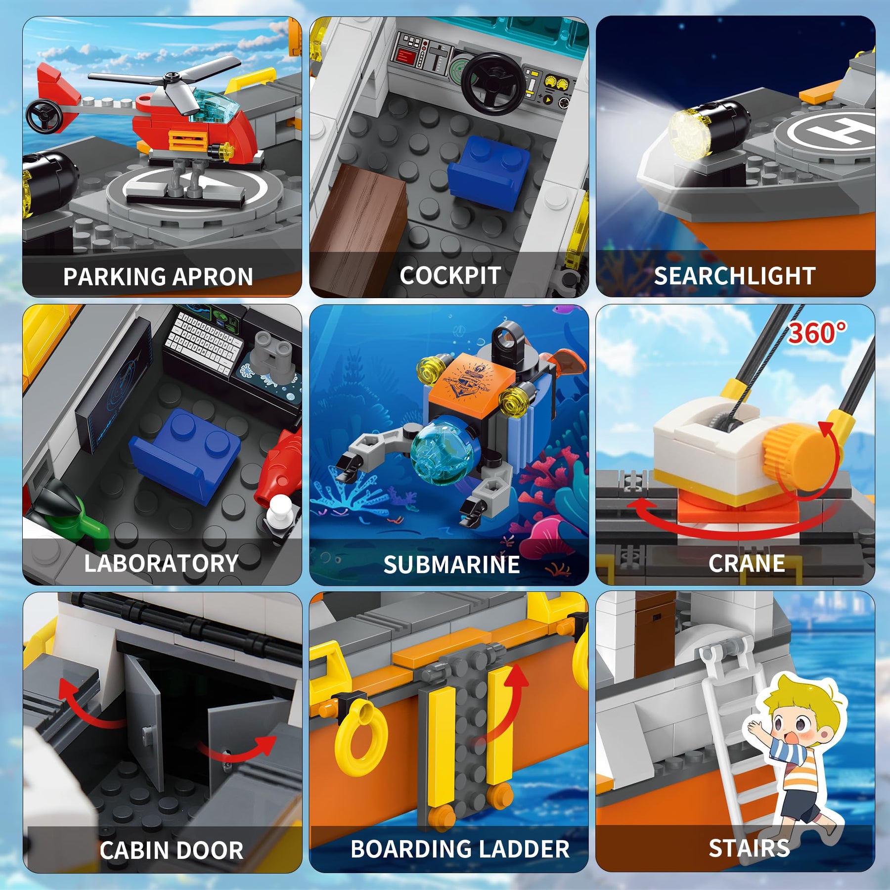 AKWME City Schwimmfähiges Schiff Bauspielzeug, Ozean Explore Schiffs B ...