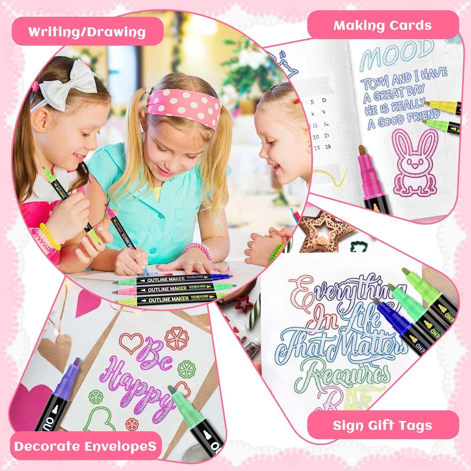 Mennitr Adventskalender Füllung, 8 Glitzerstifte Magische Doppelspitze ...