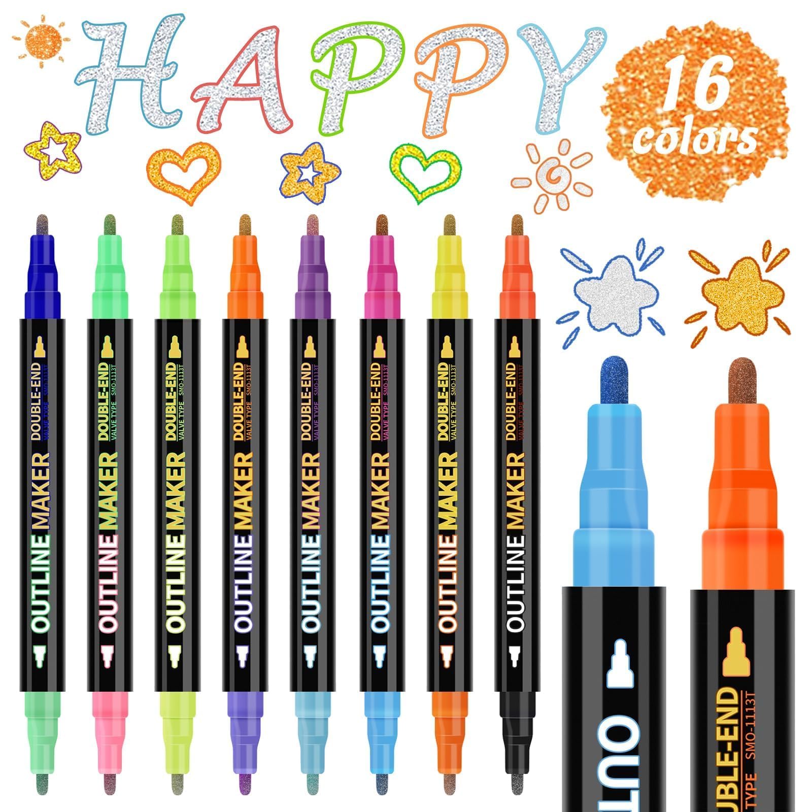 Mennitr Adventskalender Füllung, 8 Glitzerstifte Magische Doppelspitze ...