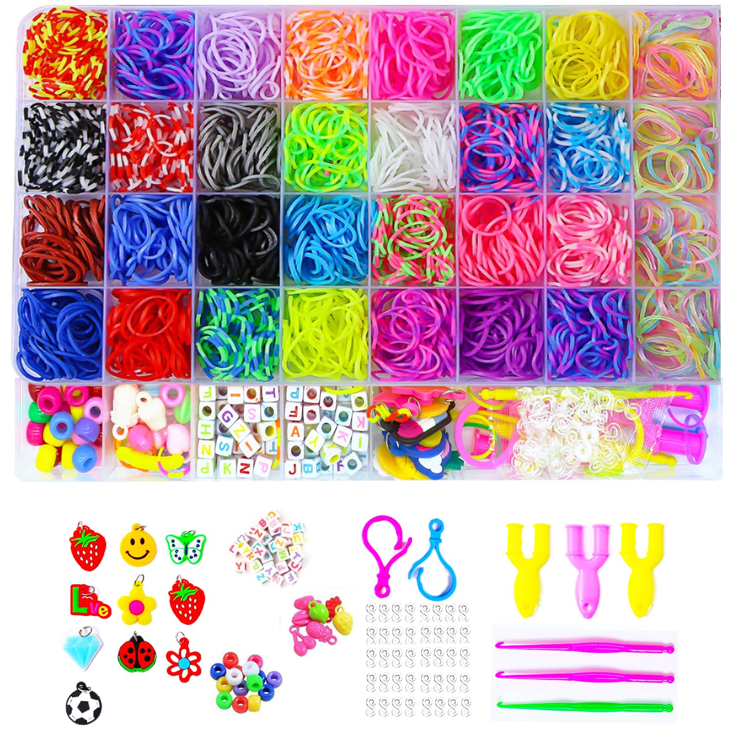 Yestrong 2500+Loom Bänder Set, Loom Bänder Zubehör Bunte Gummibänder L ...