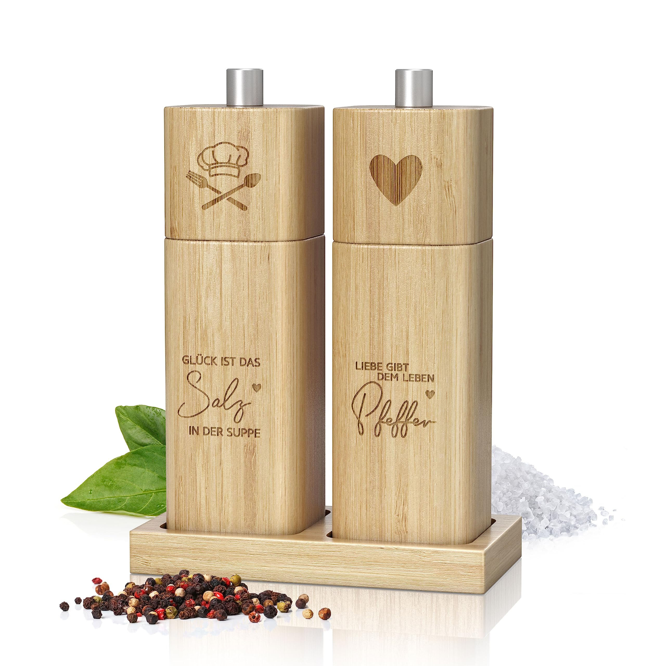 ELBFUCHS® Salz und Pfeffermühle Holz Groß [PERFEKTE GESCHENKIDEE] Lieb ...